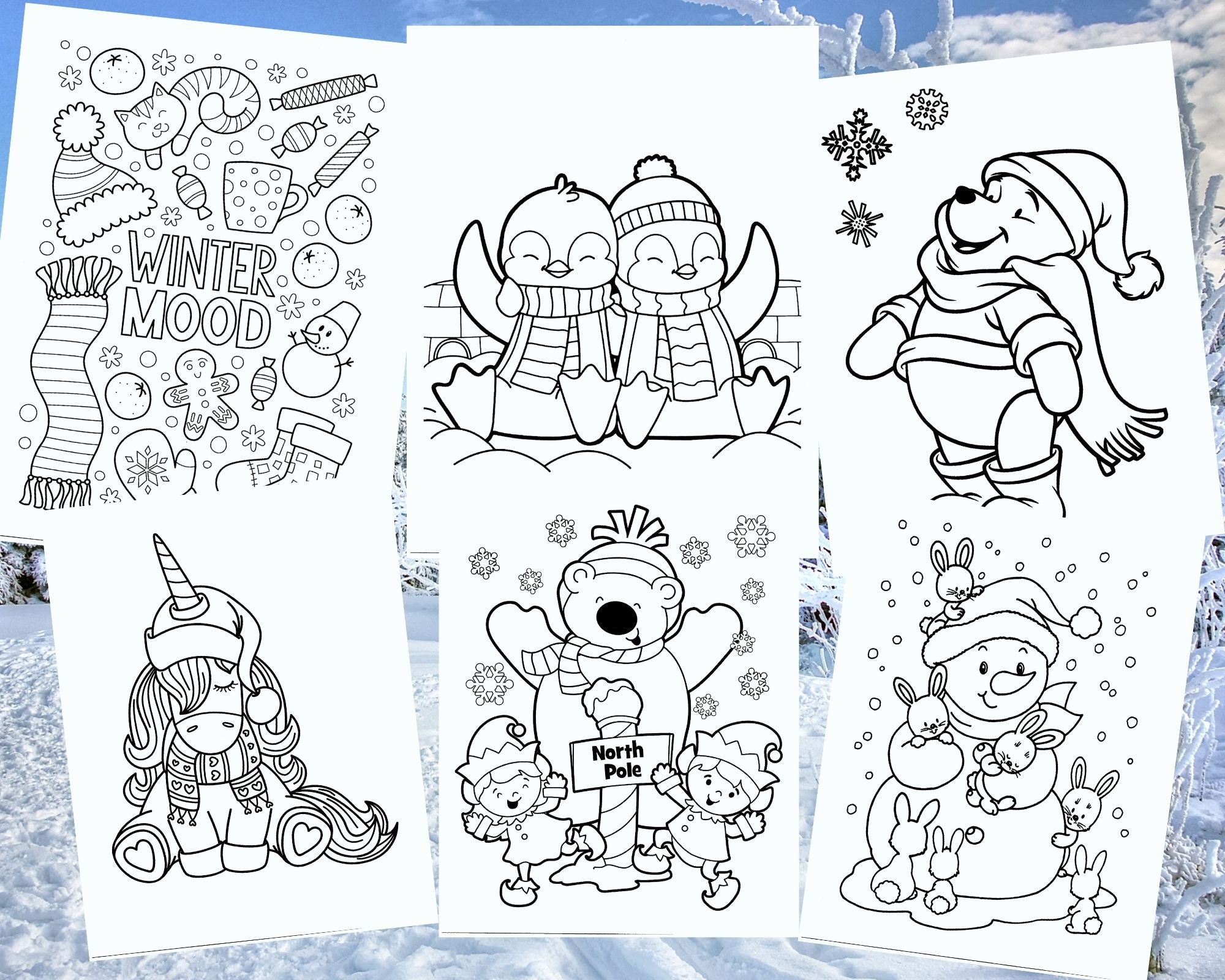 55 Festive Winter Coloring Pages Instant Download - Etsy