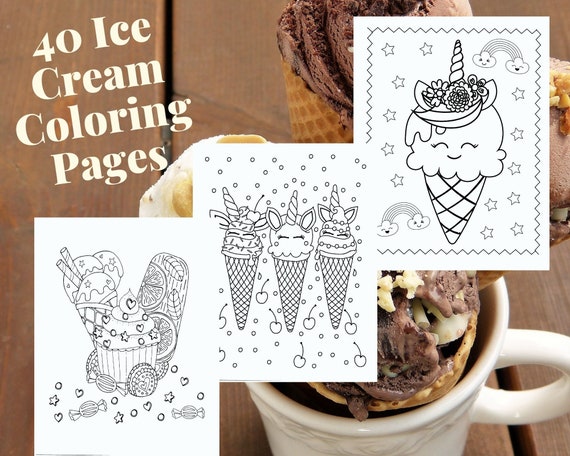 40 Cute Ice Cream Coloring Pages Instant PDF Download | Etsy