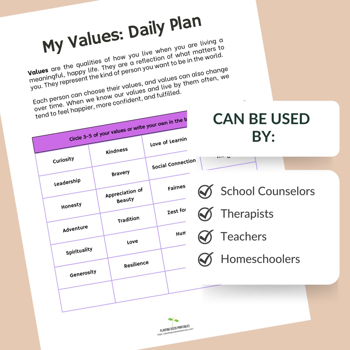 Values Worksheet for Kids & Teens, Live Meaningfully Worksheet ...
