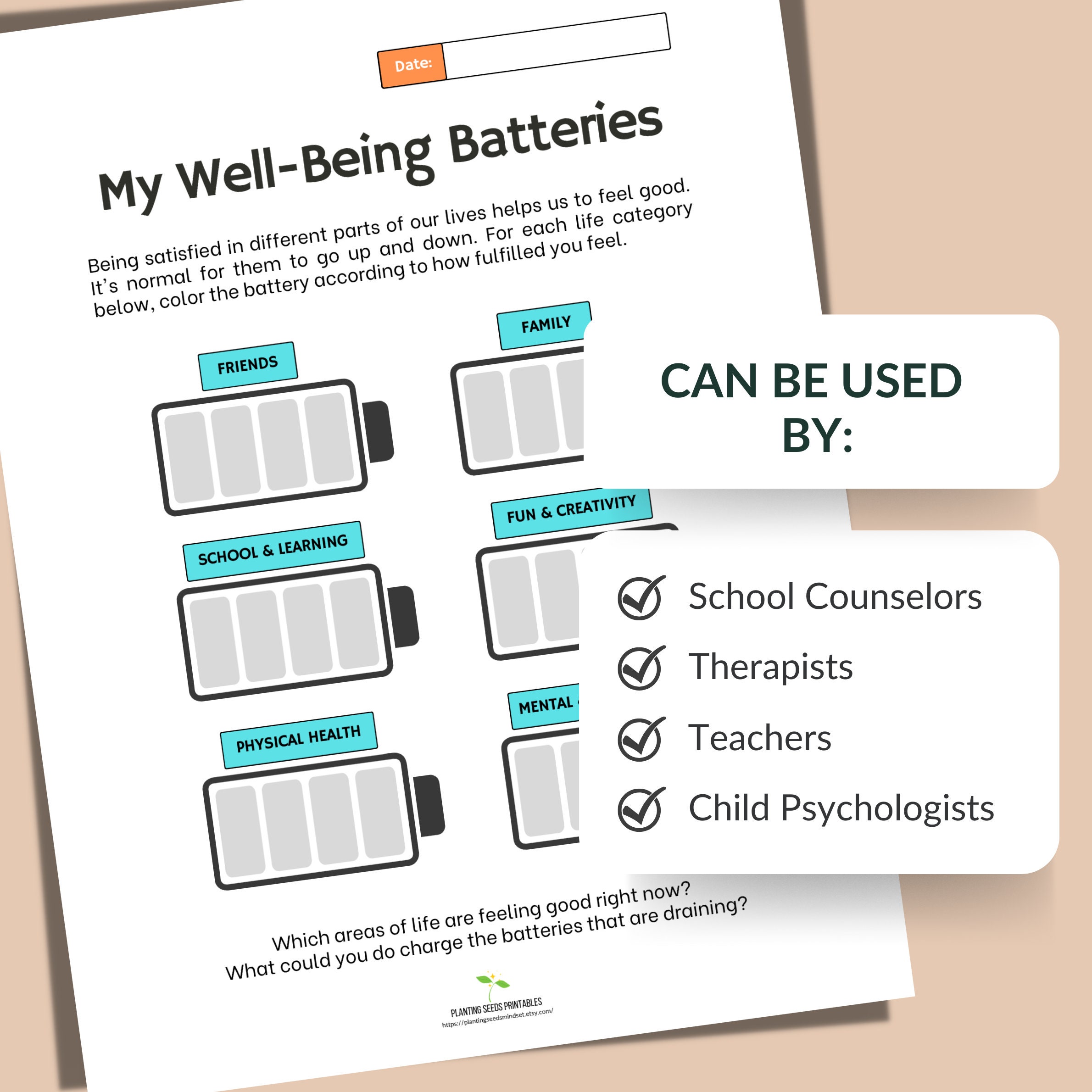 Self-care, Life Satisfaction Worksheet for Kids and Teens, Mental ...