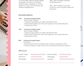 Hot Pink and Purple 80's Themed Minimalist Resume Template - Etsy