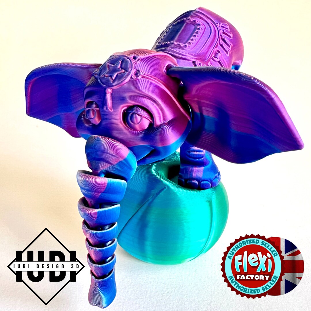 Flexi Factory Circus Elephant Articulated Fidget Toy 3D Printed Desk ...