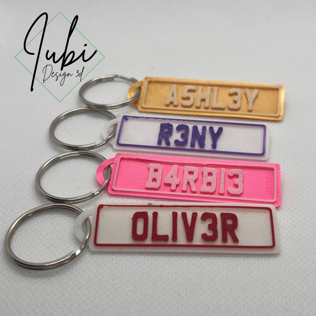 Personalized 3d-printed Number Plate Keyring | Stylish and Multicolored ...