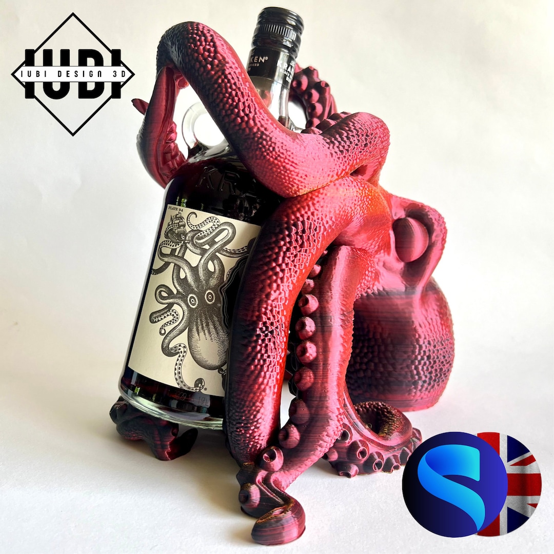 The Kraken Rum Guardian 3D Printed Octopus Bottle Holder Eco-friendly ...