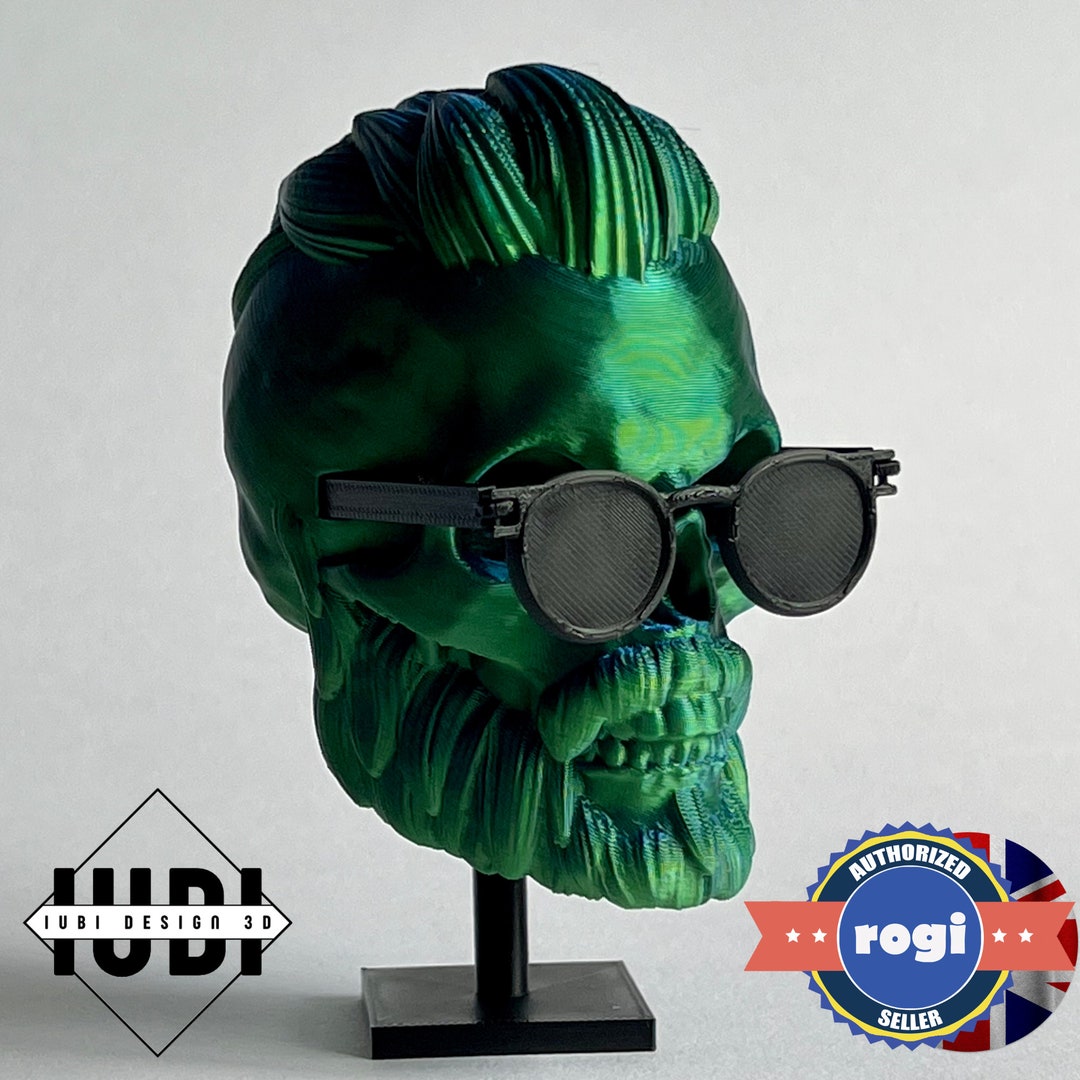 Hipster Bearded Skull | Punk Rocker With Sunglasses | 3D Printed Home ...