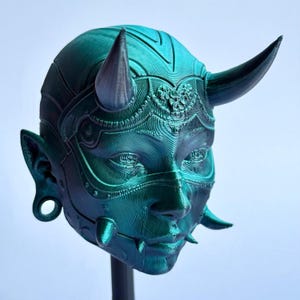 3D Printed Hannya Chunari Mask Wall Art | Japanese Demon Art - Etsy