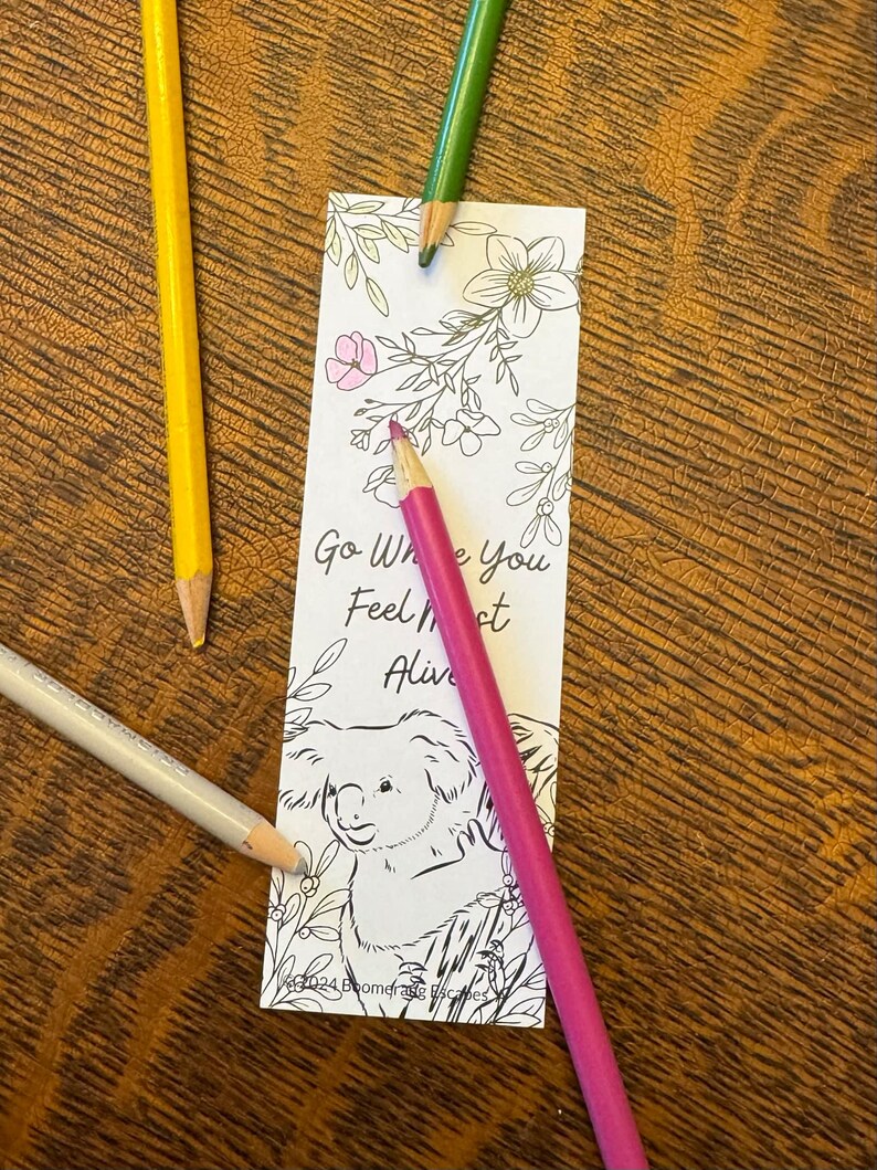Koala Calm: Coloring Bookmark - Etsy