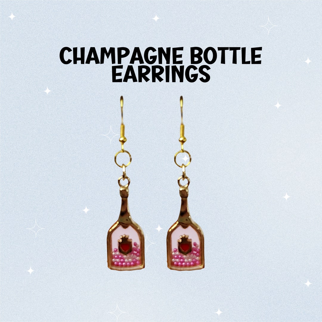 Champagne Bottle Earrings, Shaker Earrings, Cute Dangle Earrings ...
