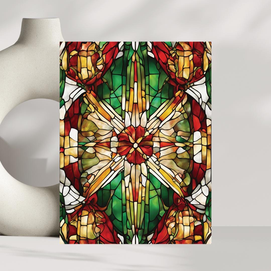 Abstract Stained Glass Vertical Poster, Art Print for Home Decor, Wall ...