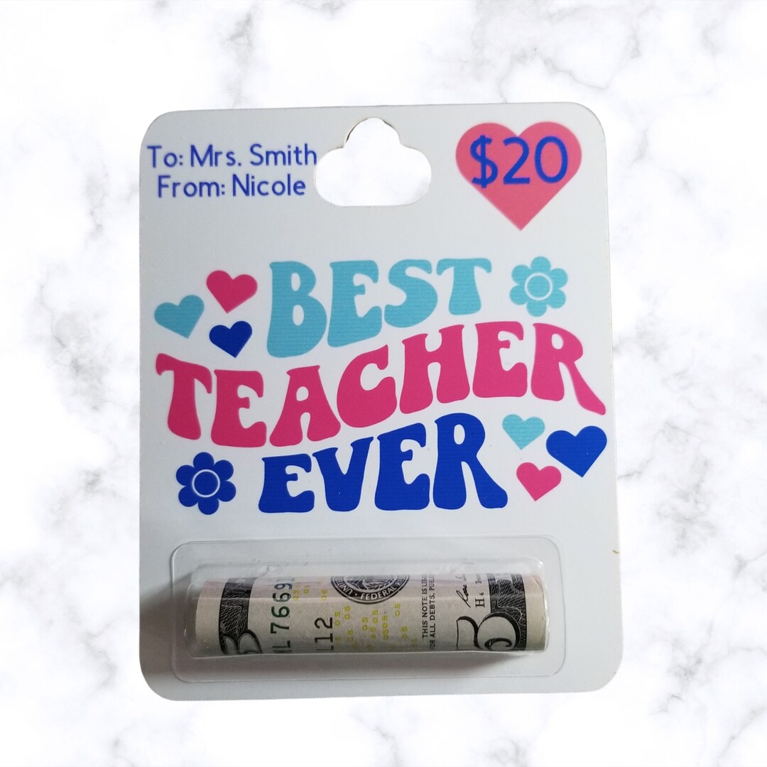 Teacher Money Card Holder, Personalized Teacher Gift, End of Year ...