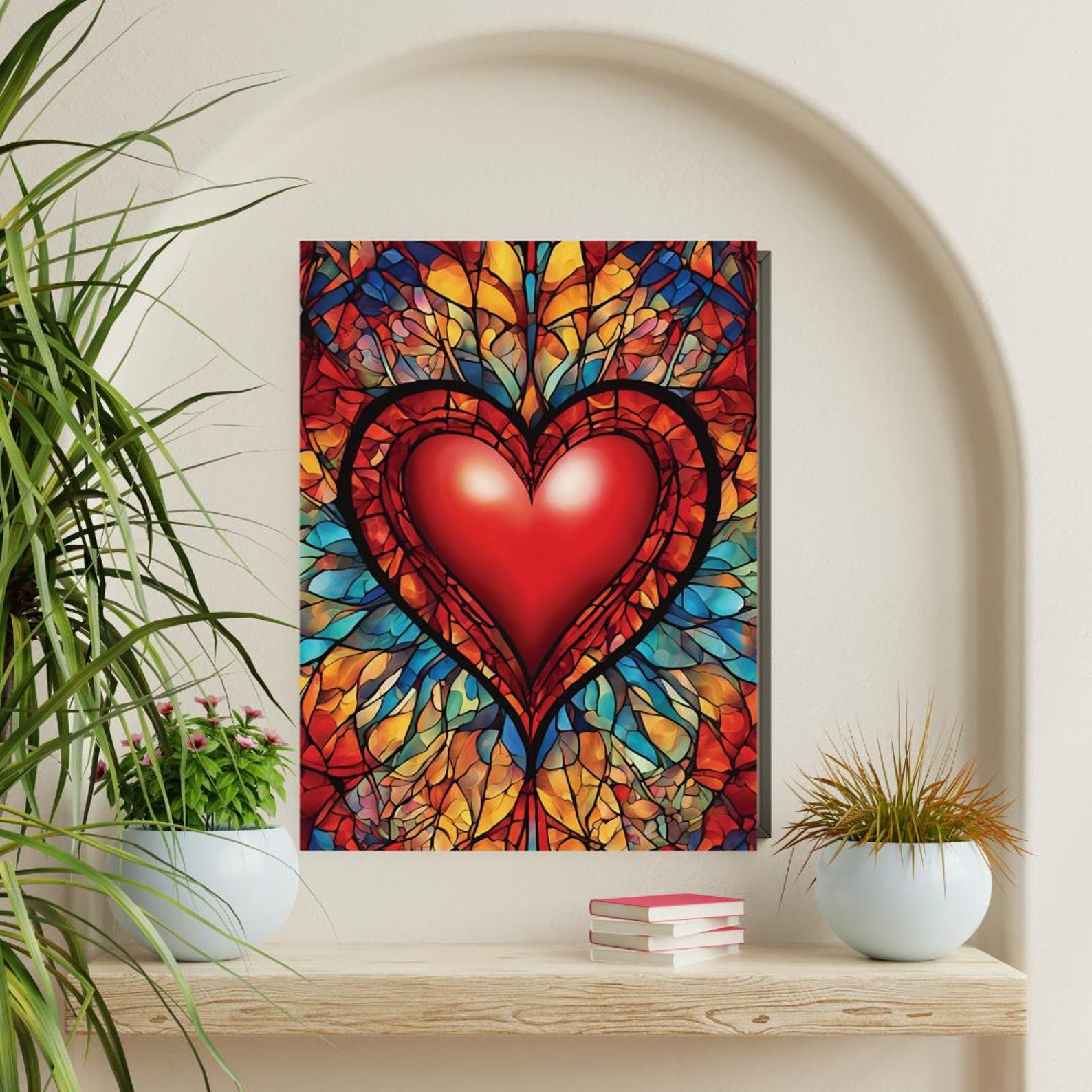 Stained Glass Heart Art Print: Romantic Valentine's Day Poster - Etsy