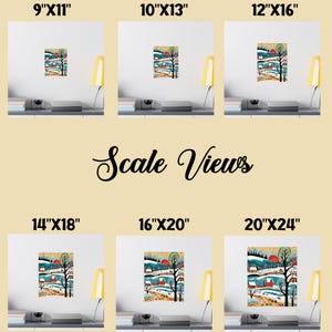 Folk Art Winter Scene Poster, Matte Vertical Poster, Home Decor, Gift ...