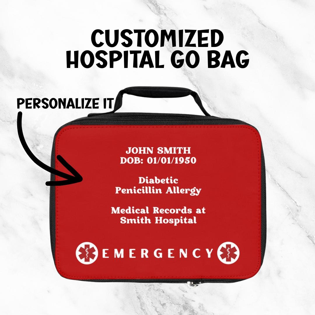 Personalized Hospital Go Bag, Custom Medical Supplies Pouch, Emergency ...