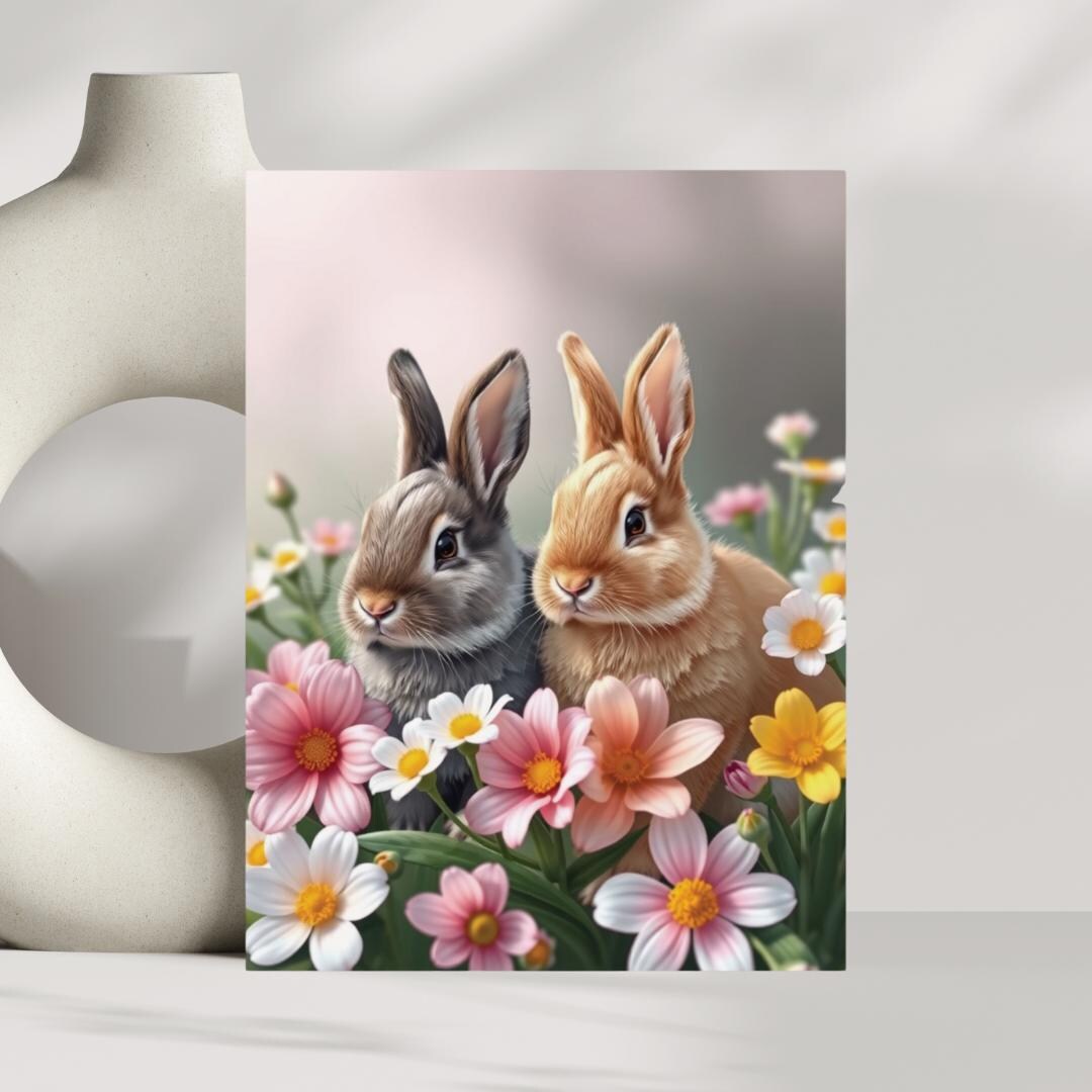 Bunny Art Print, Rabbit Poster, Spring Holiday Decoration, Easter Art ...