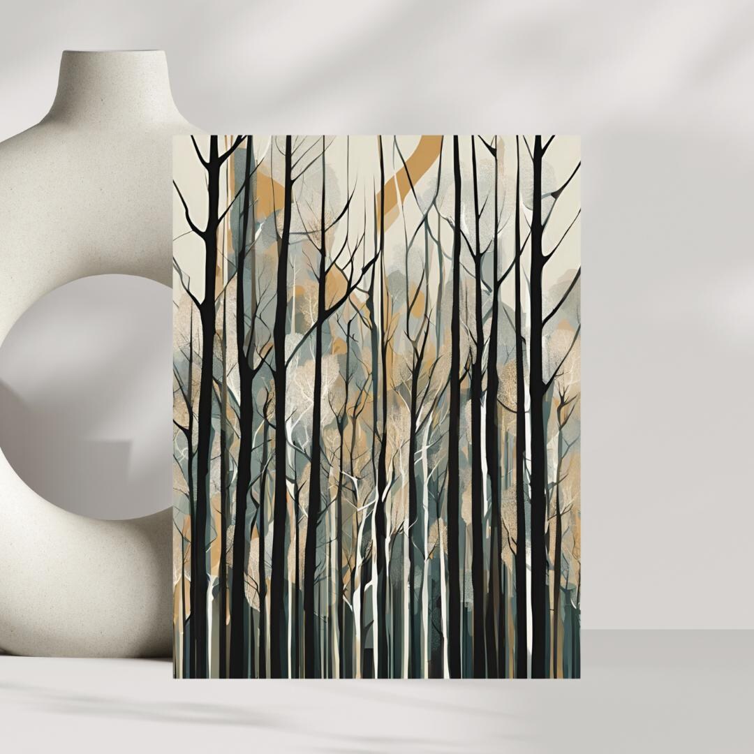 Abstract Trees Art Print, Nature Poster, Matte Vertical Poster, Wall ...