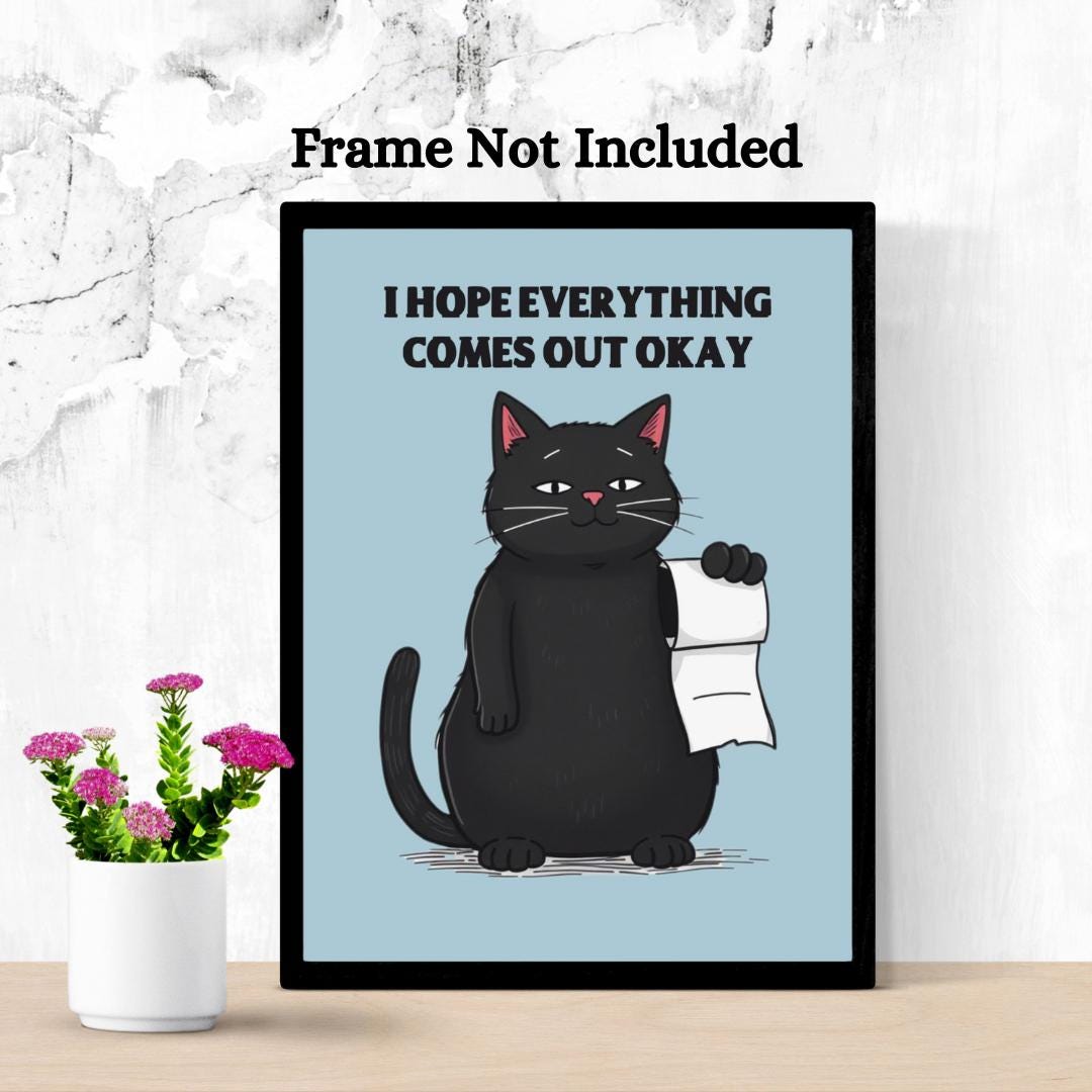 Funny Bathroom Art Print, Bathroom Humor, Funny Cat Bathroom Sign ...