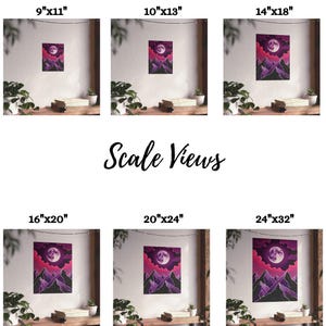 Mystical Mountain Moon Poster Art, Celestial Decor, Dreamy Wall Art ...