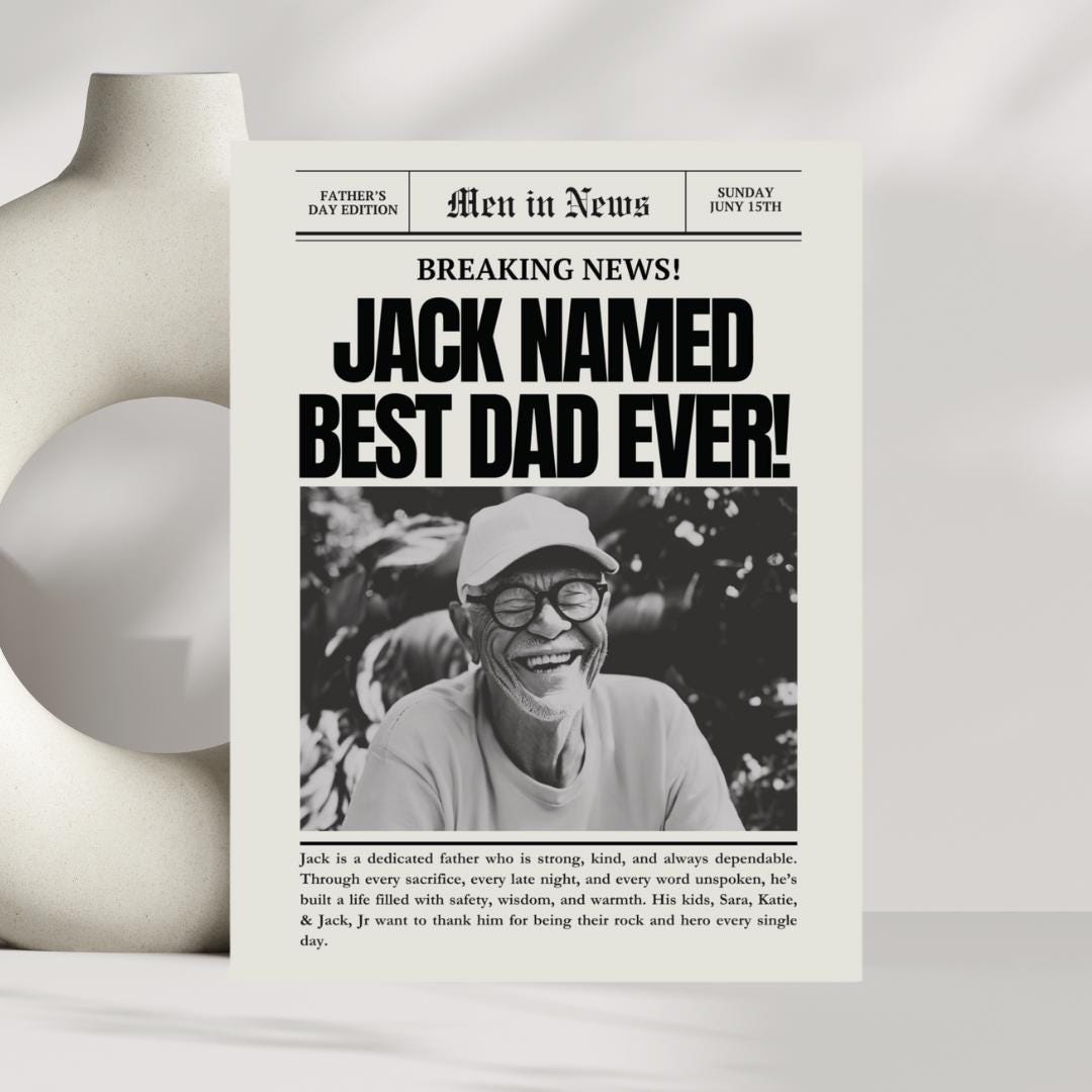 Personalized Father's Day Newspaper Print: Custom Dad Gift - Etsy