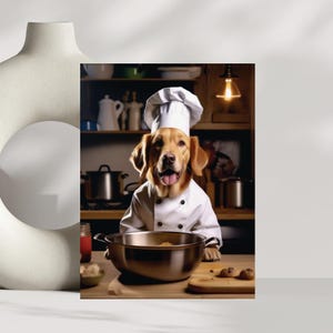 Dog Chef Poster, Cute Animal Print, Kitchen Decor, Dining Decor, Dog ...
