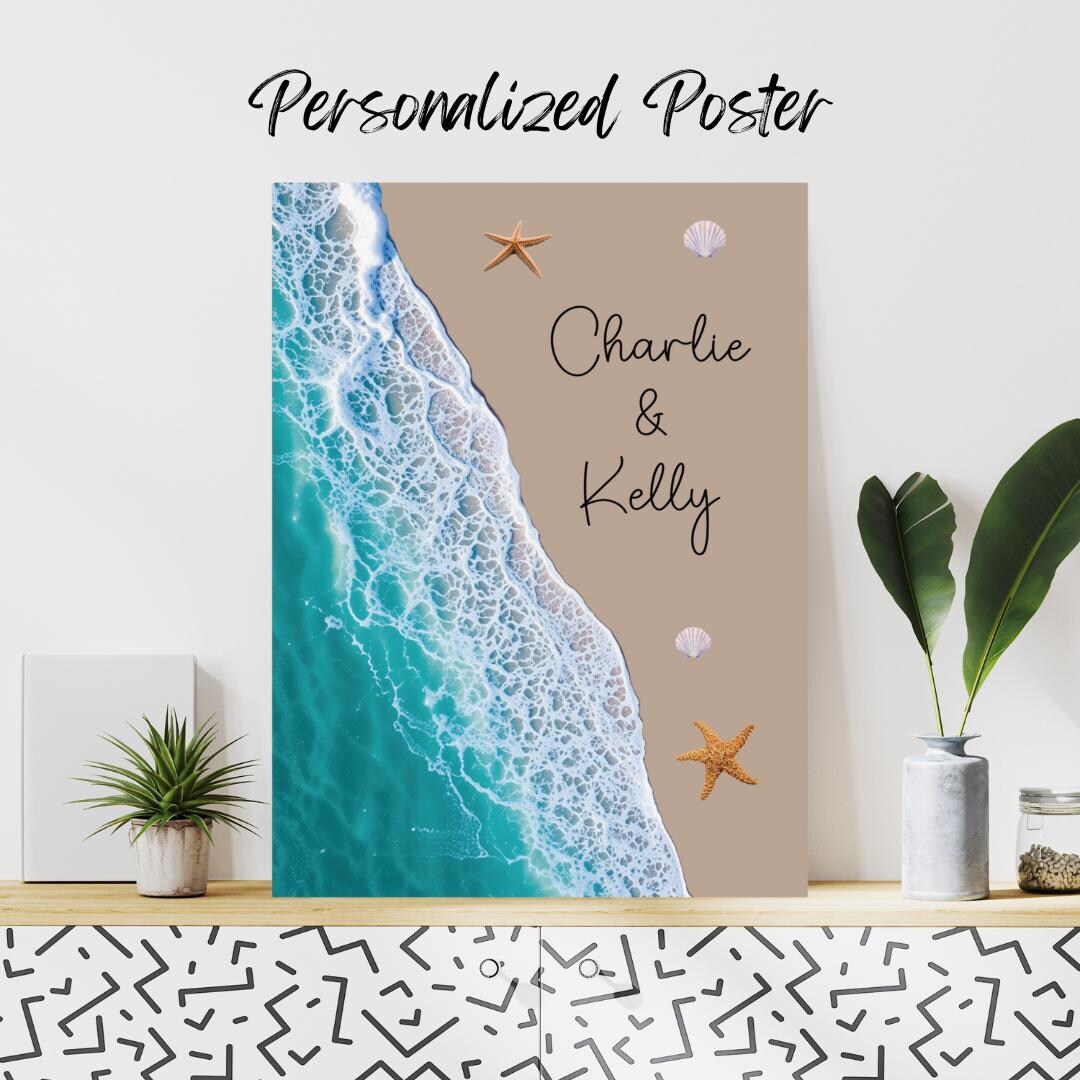 Personalized Beach Art Print, Custom Name Poster, Home Decor, Wedding ...