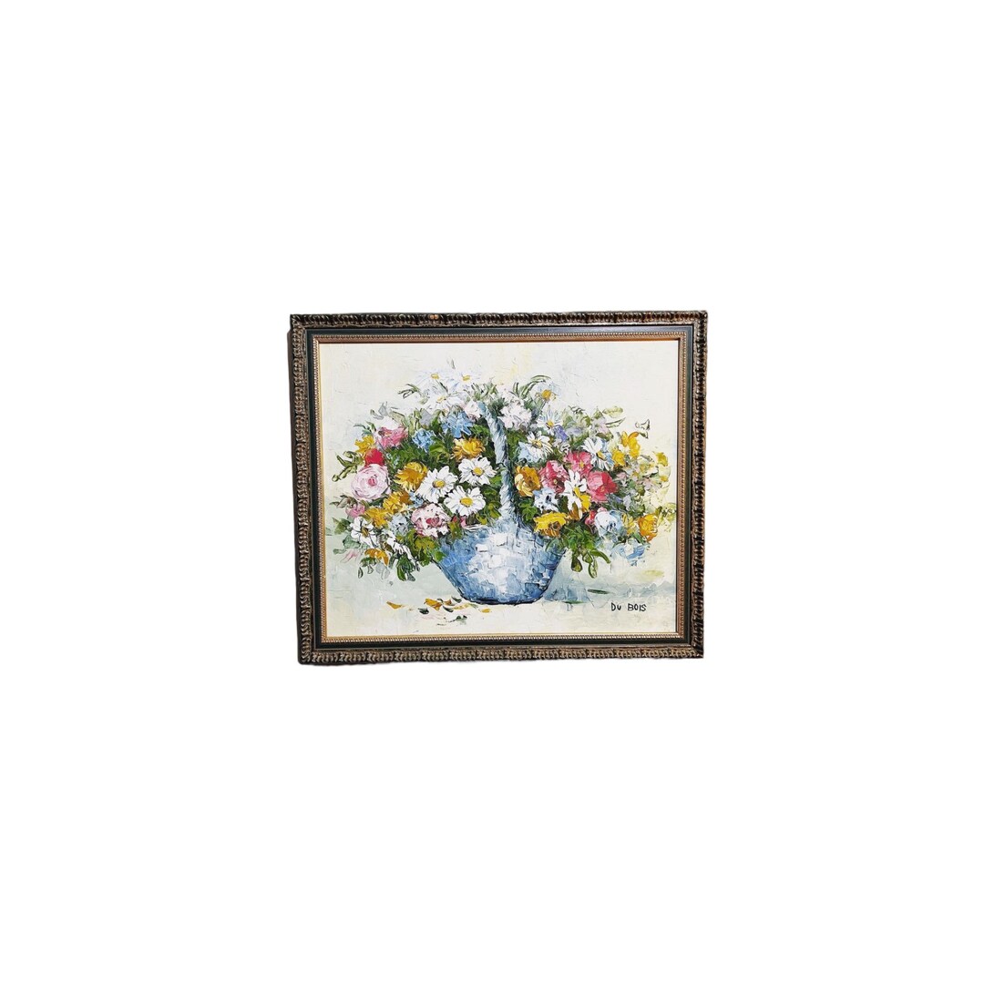 Vintage Floral Oil Painting on Framed Canvas Signed Du Bois - Etsy