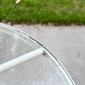 Vintage Round Aluminum Patio Table With Glass Top – Mid-century Outdoor ...