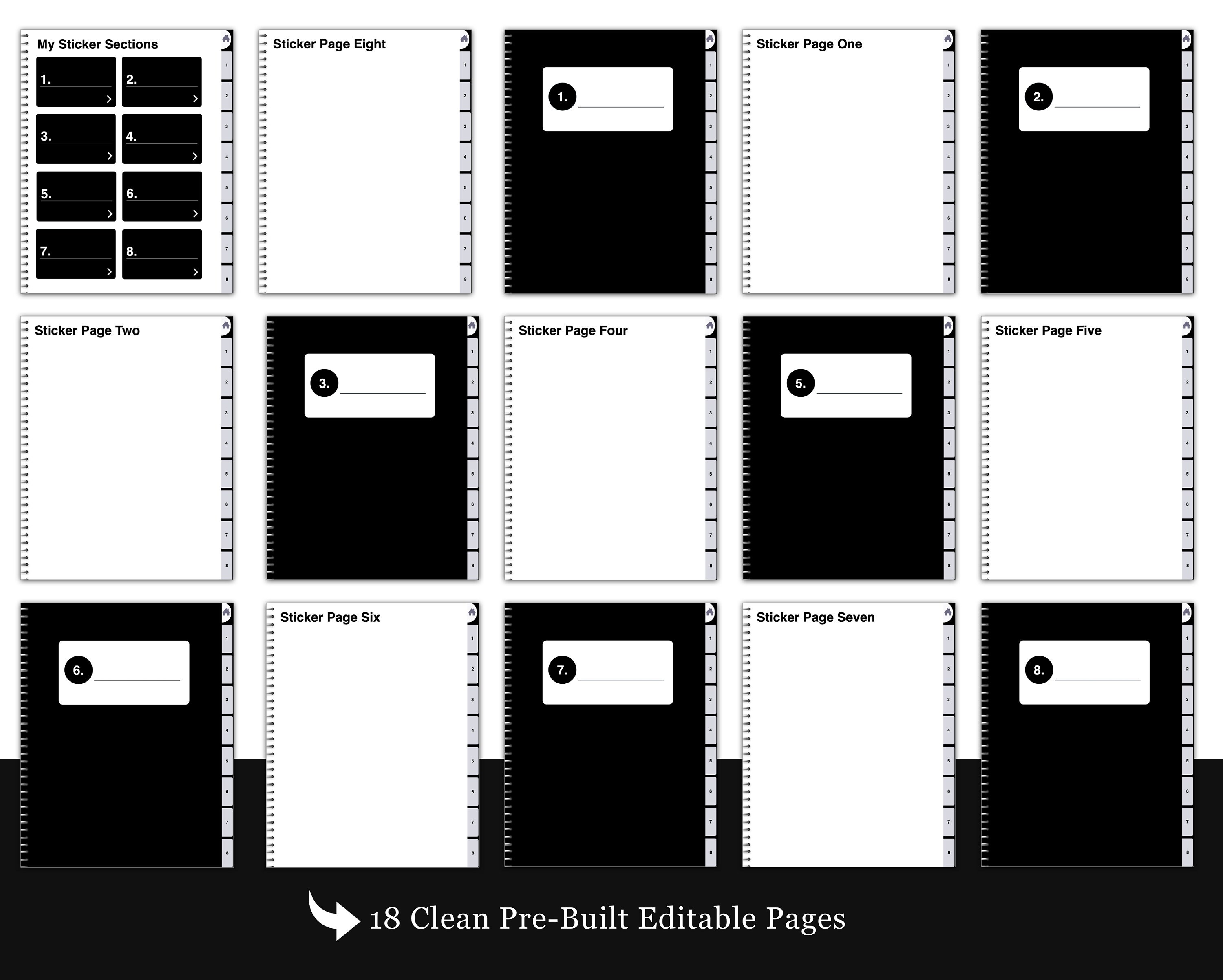 EDITABLE Sticker Book Commercial Use, Digital Sticker Book Template ...