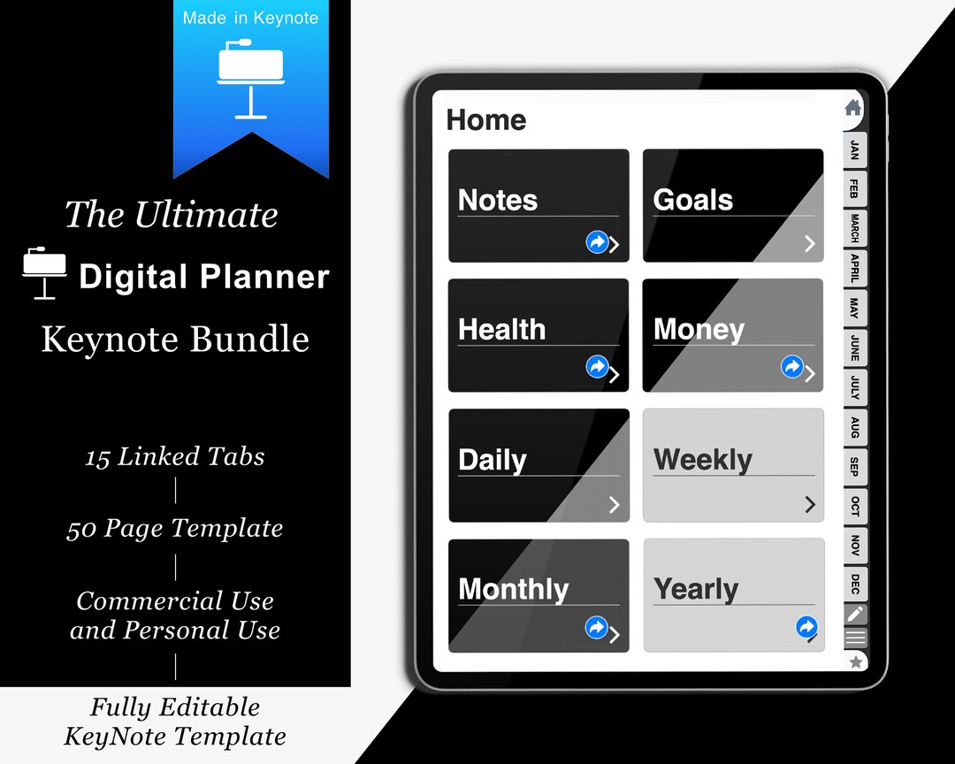 EDITABLE Digital Planner Commercial Use, Digital Planner Keynote ...