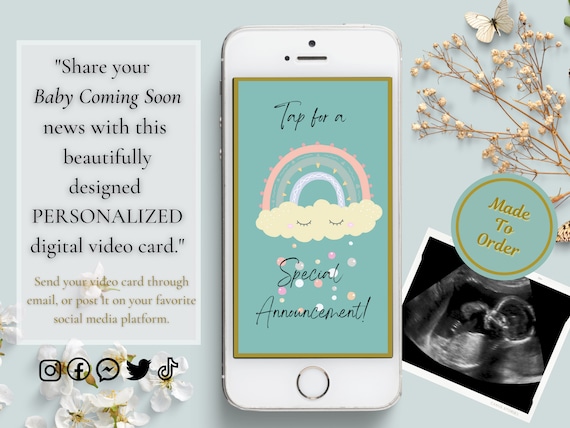 Pregnancy Gender Reveal Digital Video Announcement Expecting - Etsy