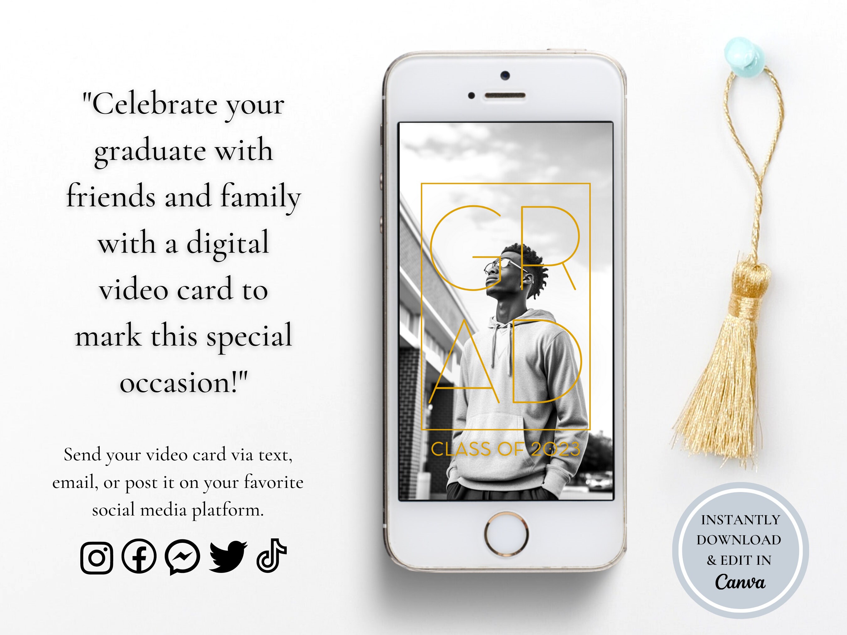 Personalized Digital Graduation Announcement & Invite Card Template for ...