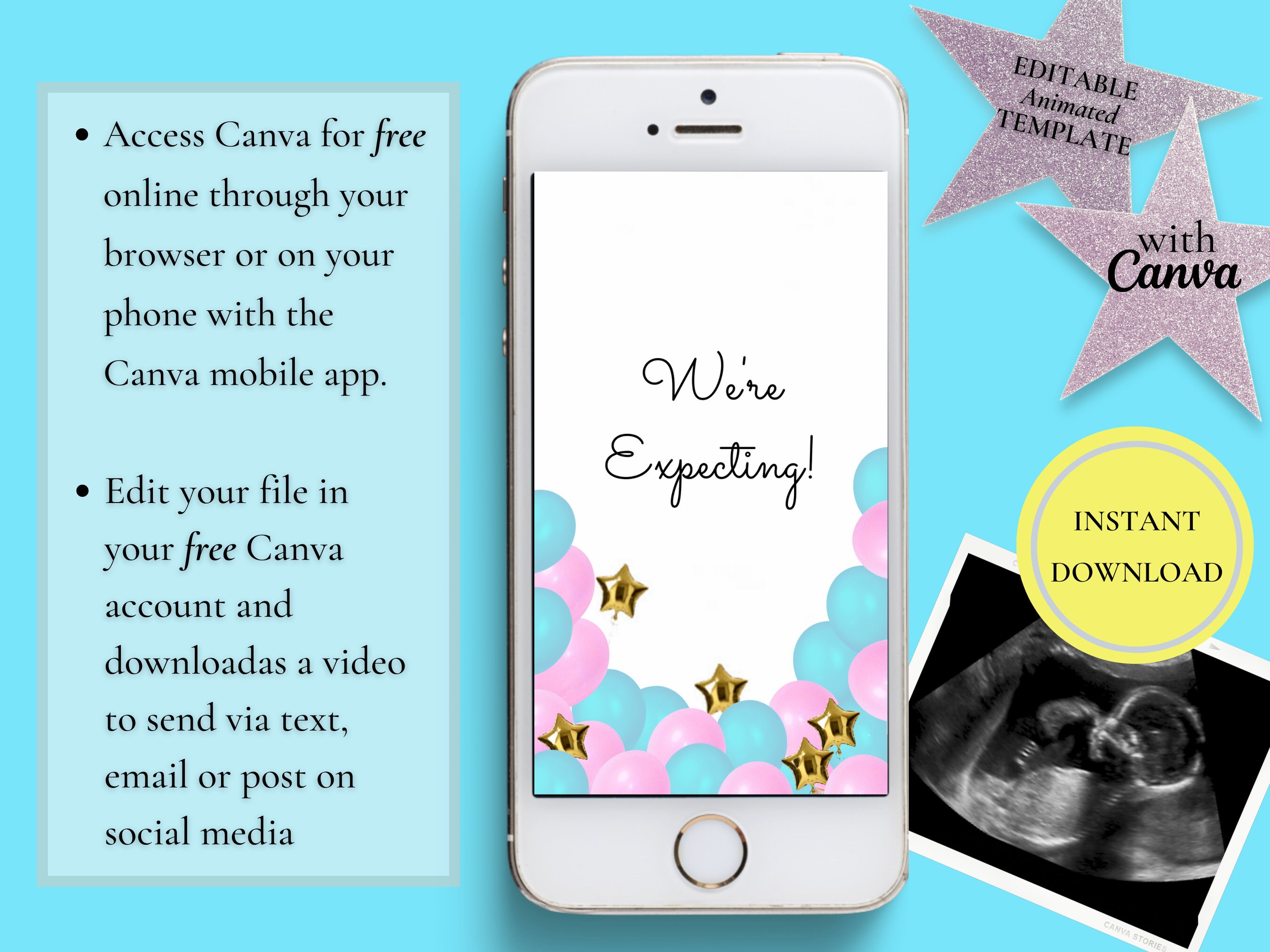 Oh Baby! DIY Baby & Gender Reveal Combo Announcement Digital Video Card ...