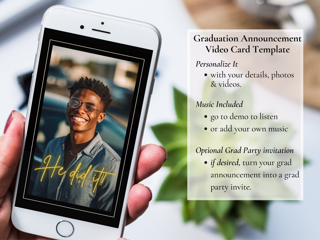 Personalized Digital Graduation Announcement & Invite Card Template for ...