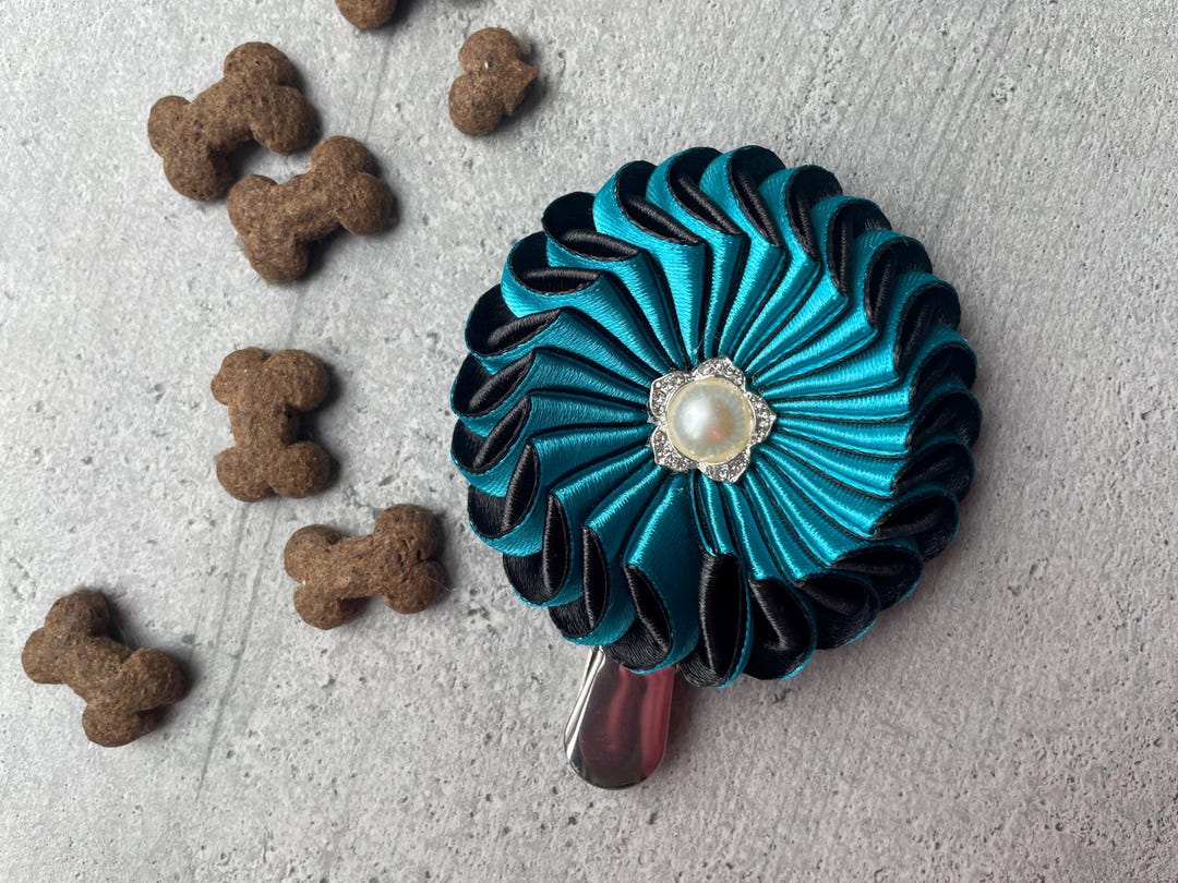 Dog Show Number Holder Hand Made of Satin Ribbon / Turquoise Dog Show ...