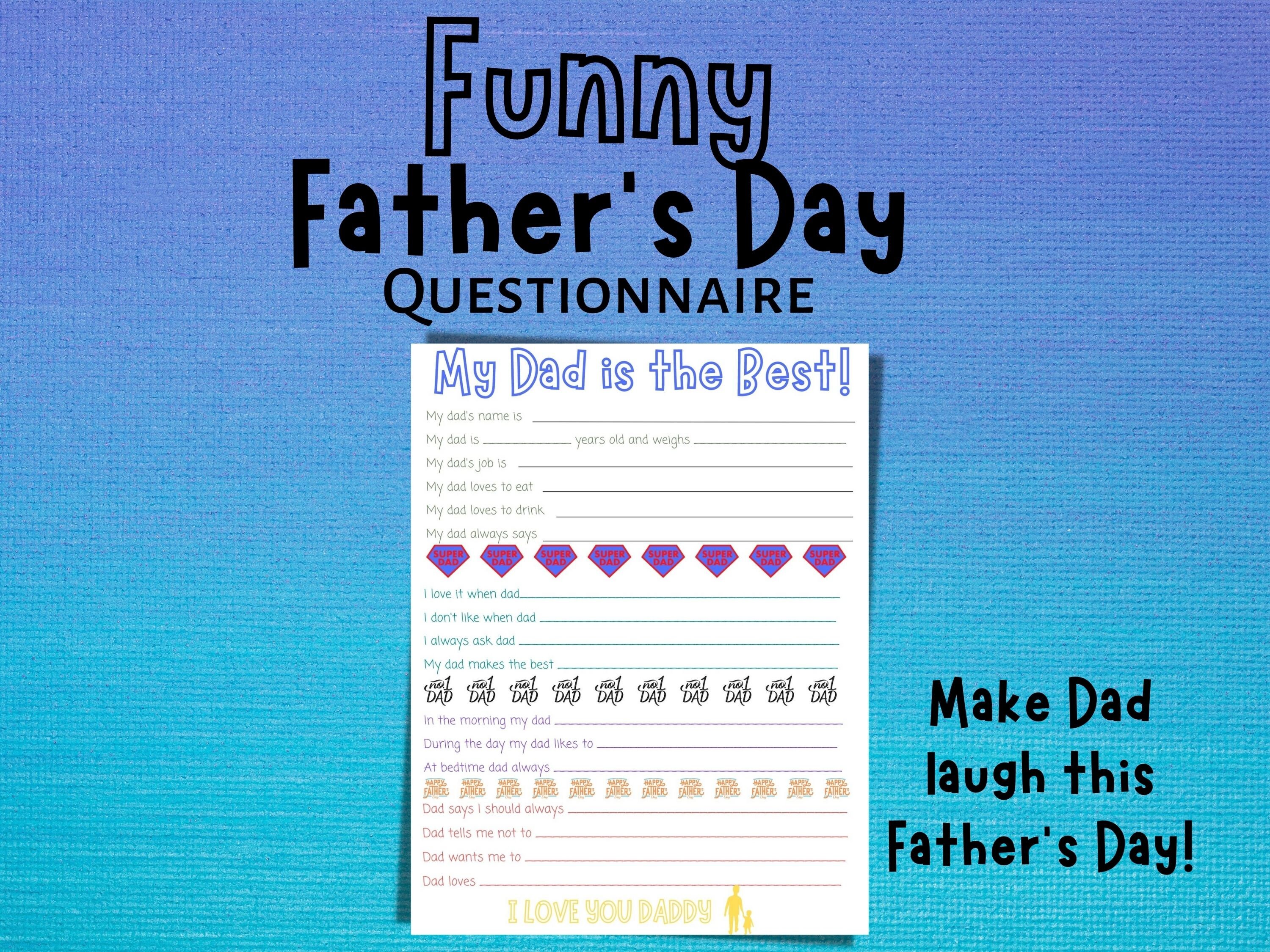 Funny Father's Day Questionnaire - Etsy