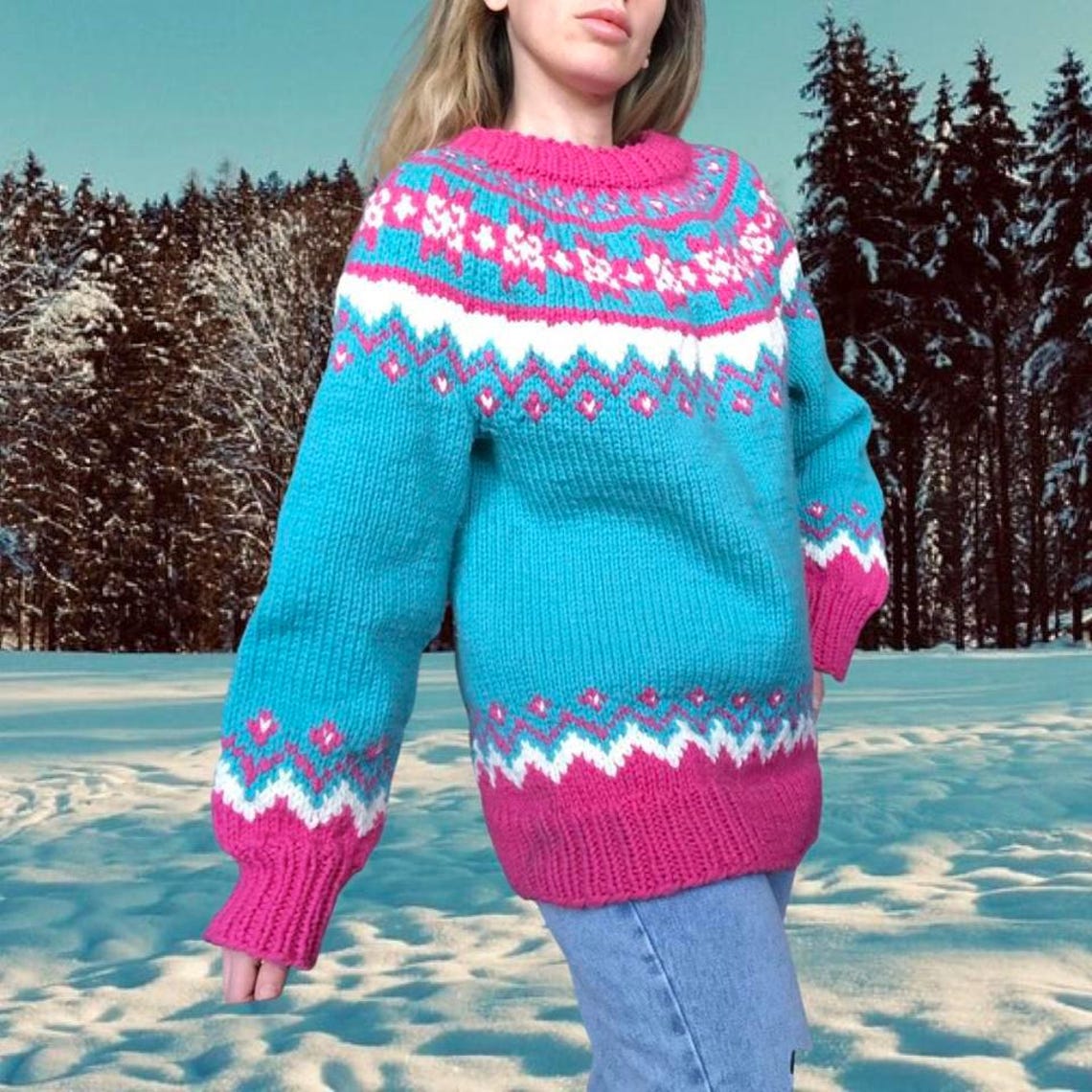 70s/80s Handmade Nordic Style Sweater - Etsy