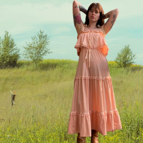 70s peachy pink dress - Gem