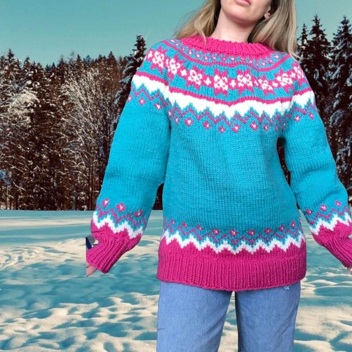70s/80s Handmade Nordic Style Sweater - Etsy