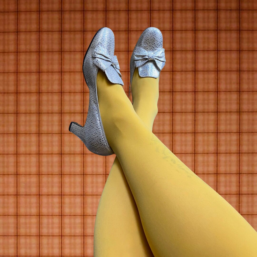 60s Silver Heels With Bow - Etsy