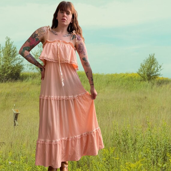 70s peachy pink dress - Gem