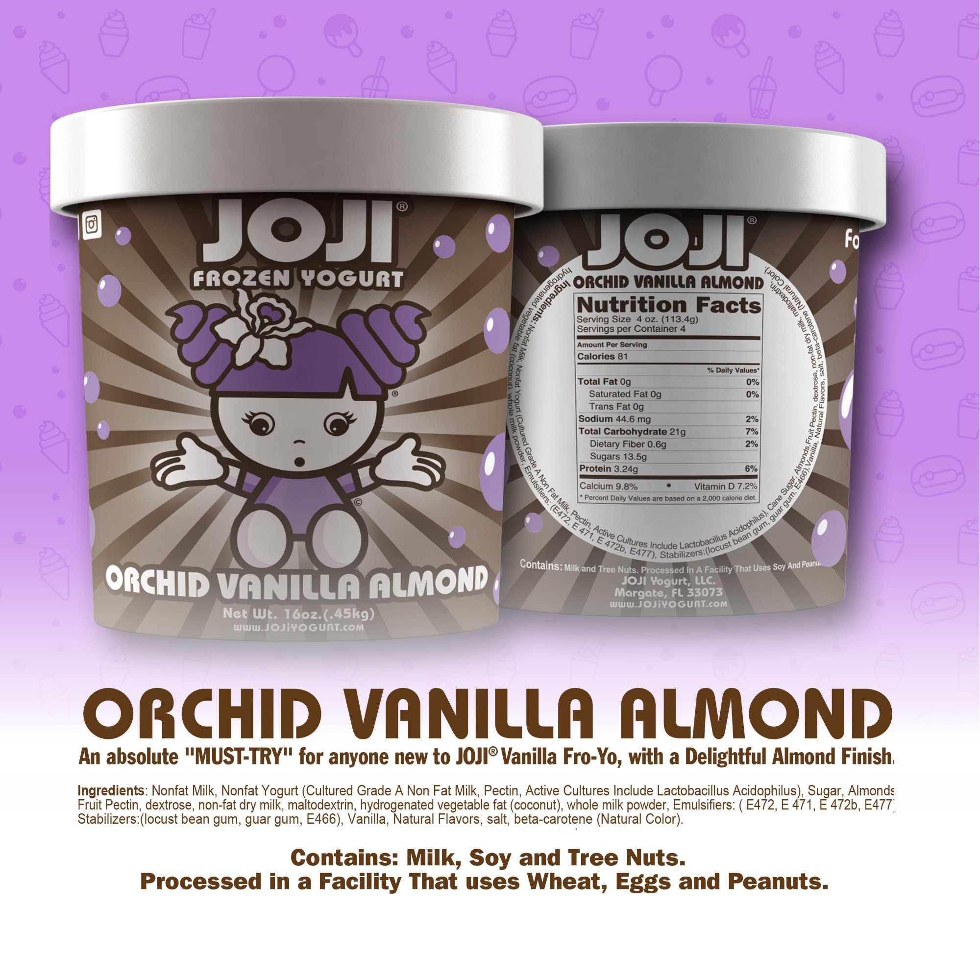 JOJI® Yogurt Pints of Orchid Vanilla Almond Fat-free Frozen Yogurt - Etsy