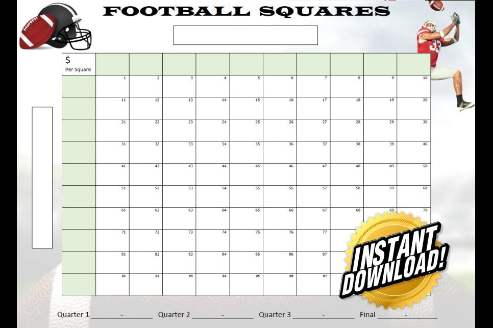 Football Squares for Any Football Game Including AFC Championship, NFC ...