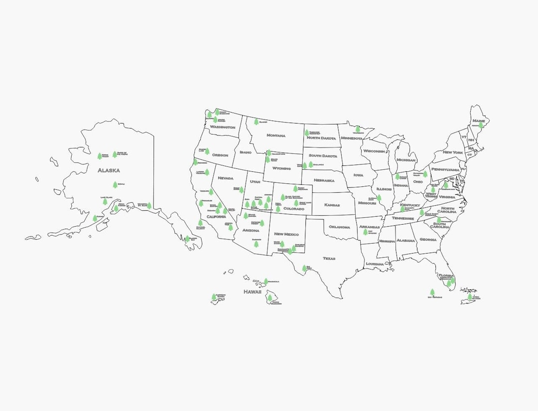 All United States National Parks Map (63 Parks) SVG, DXF, Adobe ...