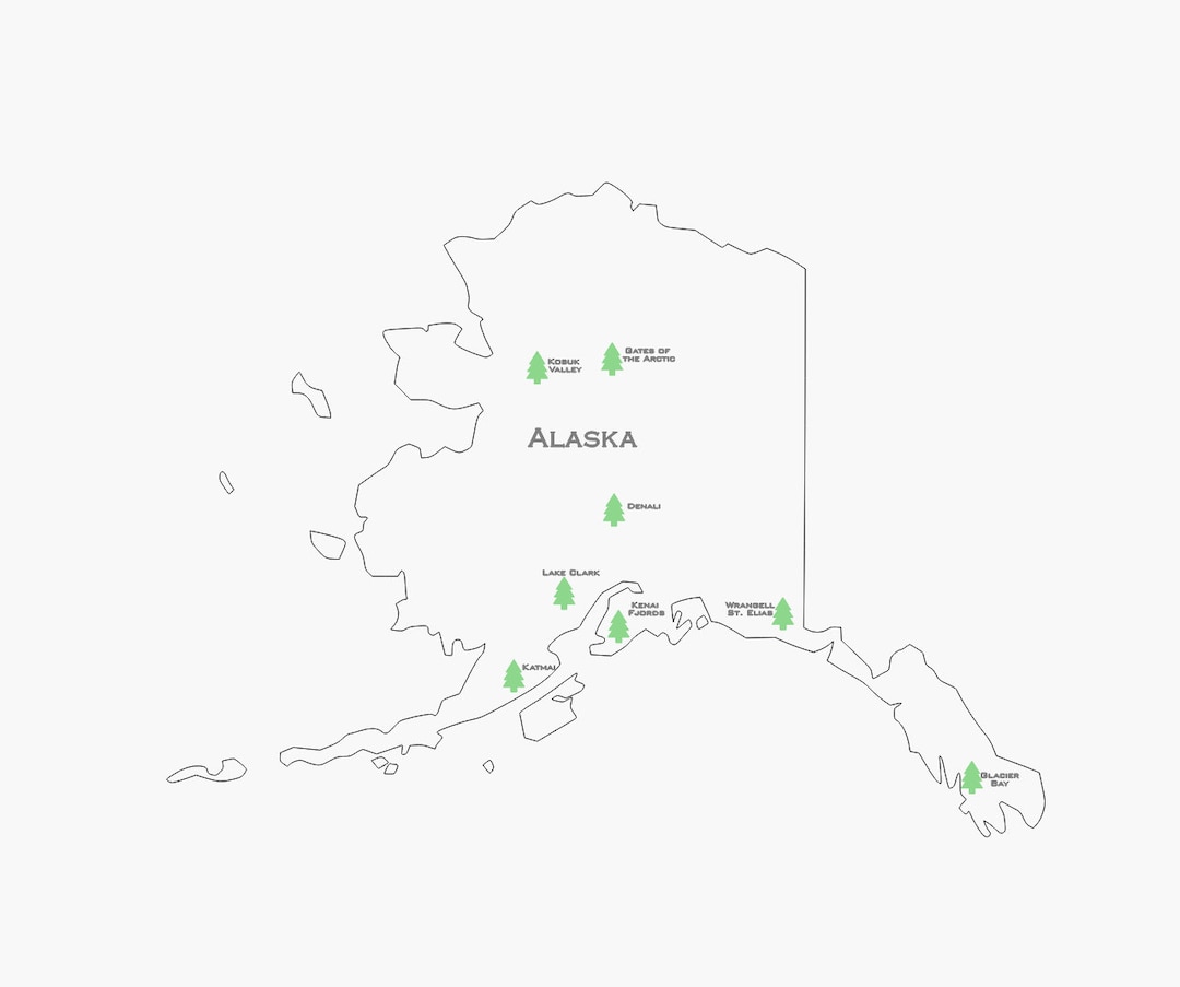 Alaska map with national parks