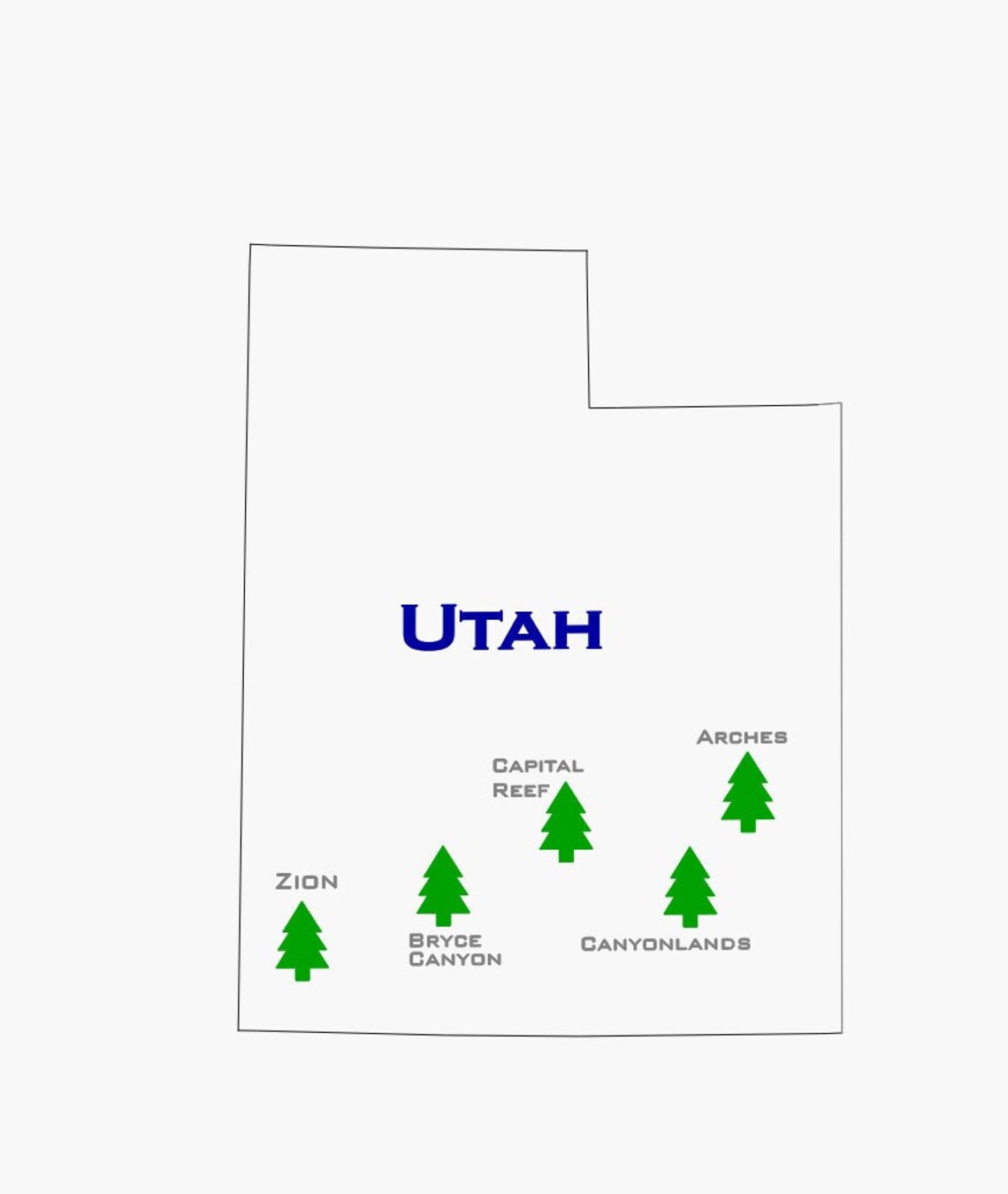 Utah National Parks Map Svg, Dxf, Lightburn, Ai File - Etsy