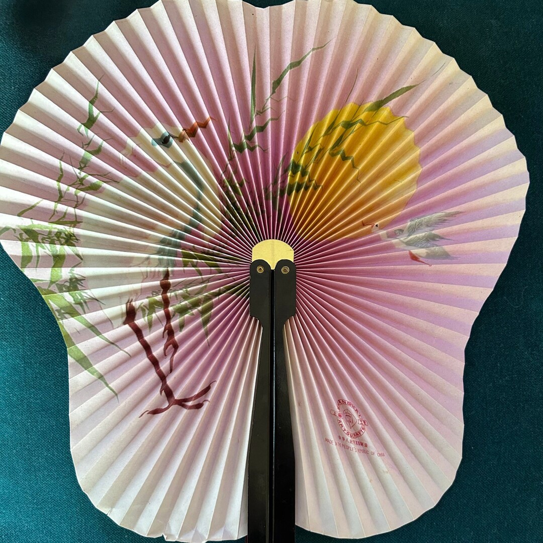 Vintage Folding Paper Hand Fan With Birds Made in China - Etsy