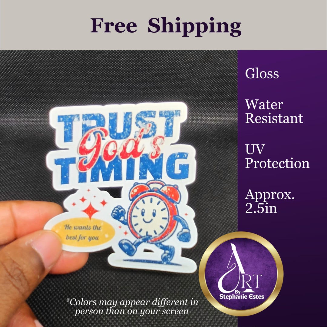 Trust God's Timing Sticker | Walking Clock Christian Sticker ...