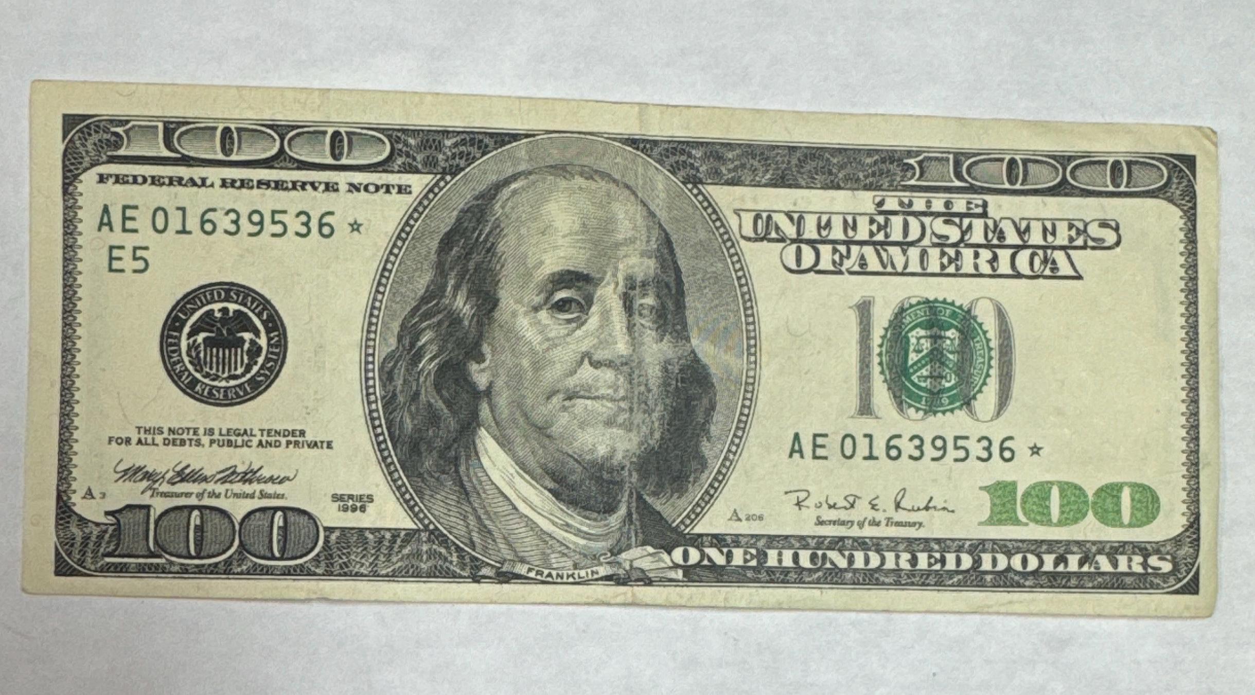 1996 100 Dollar Star Note, 1996 One Hundred Dollar Star Note Federal ...