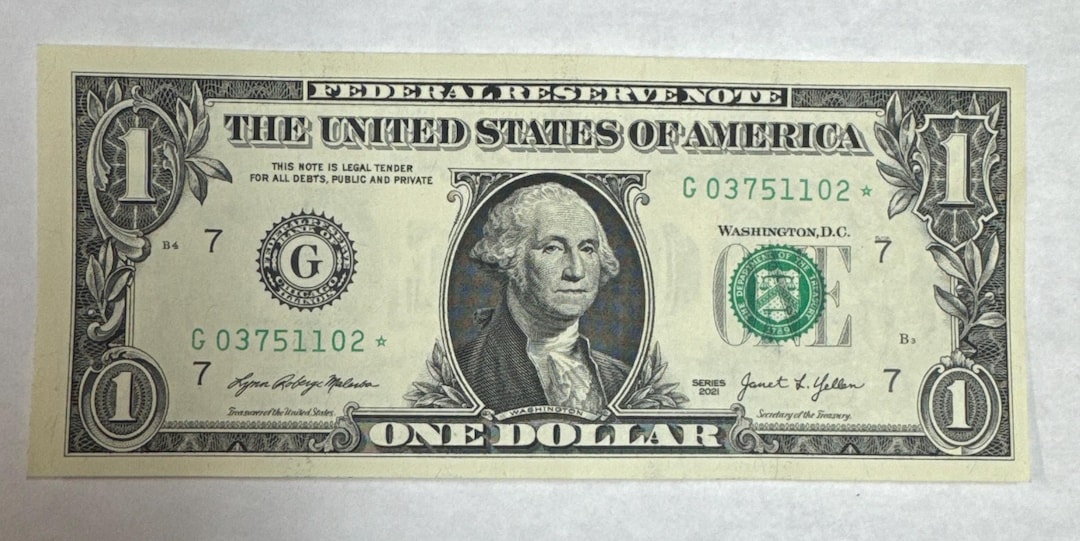 2021 1 Dollar Star Note, 2021 One Dollar Star Note Federal Reserve Star ...