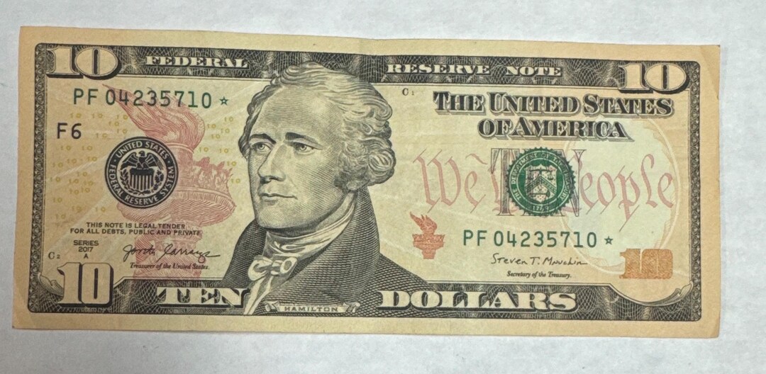 2017 A 10 Dollar Star Note, 2017 A Ten Dollar Star Note Federal Reserve ...