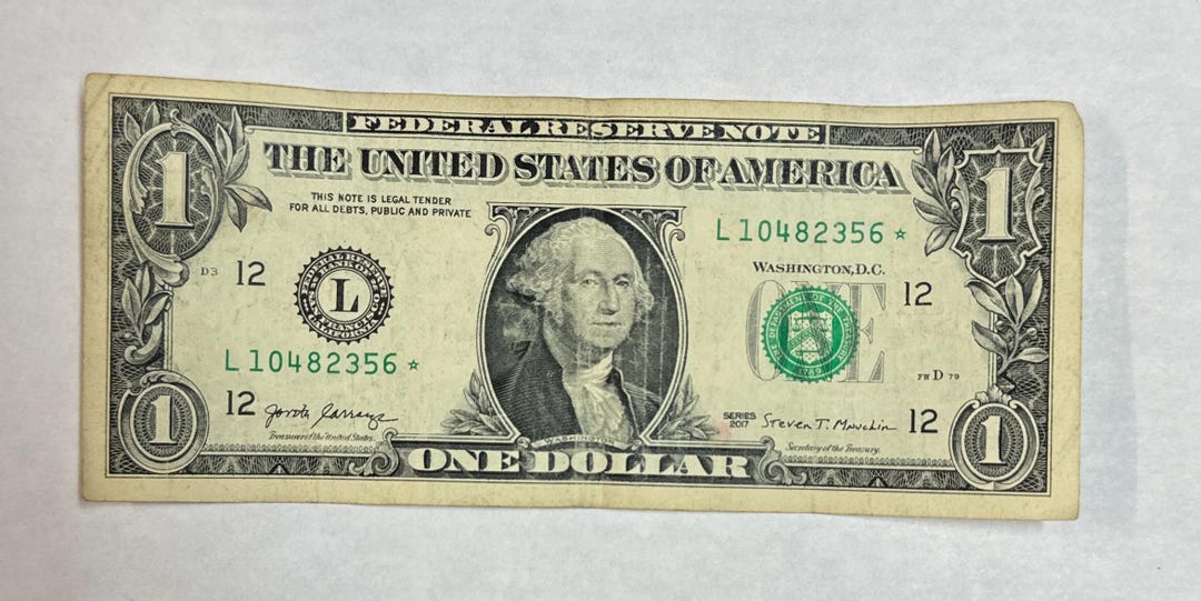 2017 1 Dollar Star Note, 2017 One Dollar Star Note Federal Reserve Star ...